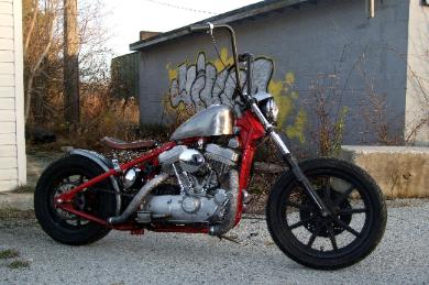 XL Sportster Hardtail Chopper Bobber Red Silver Wide Tire